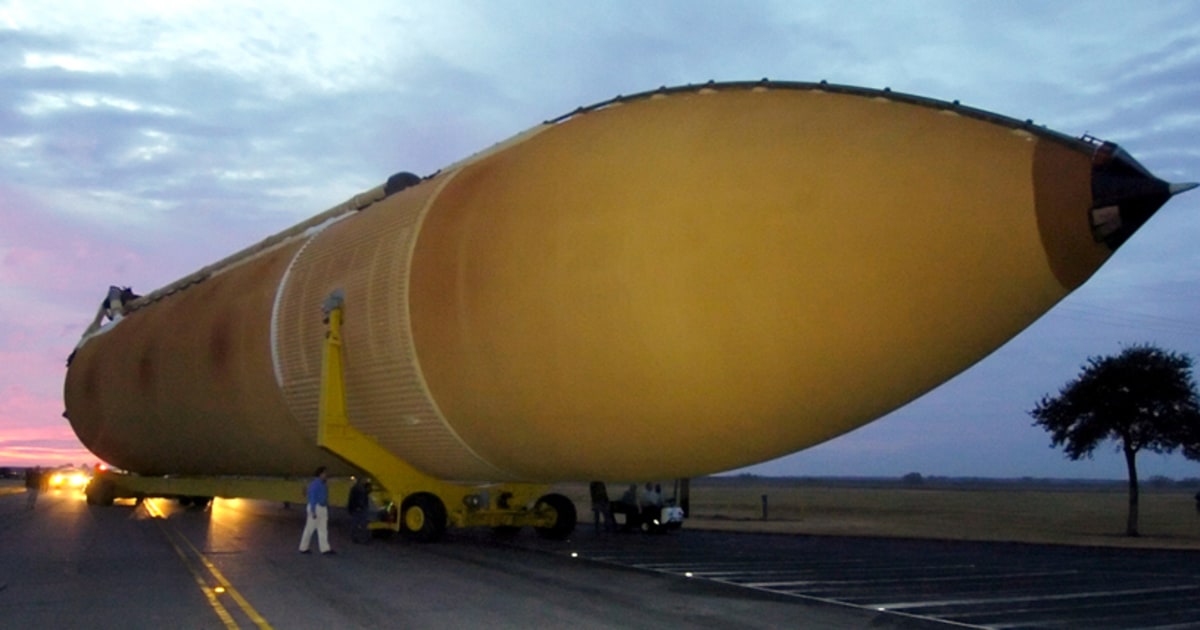 New shuttle tank takes first trip — by water