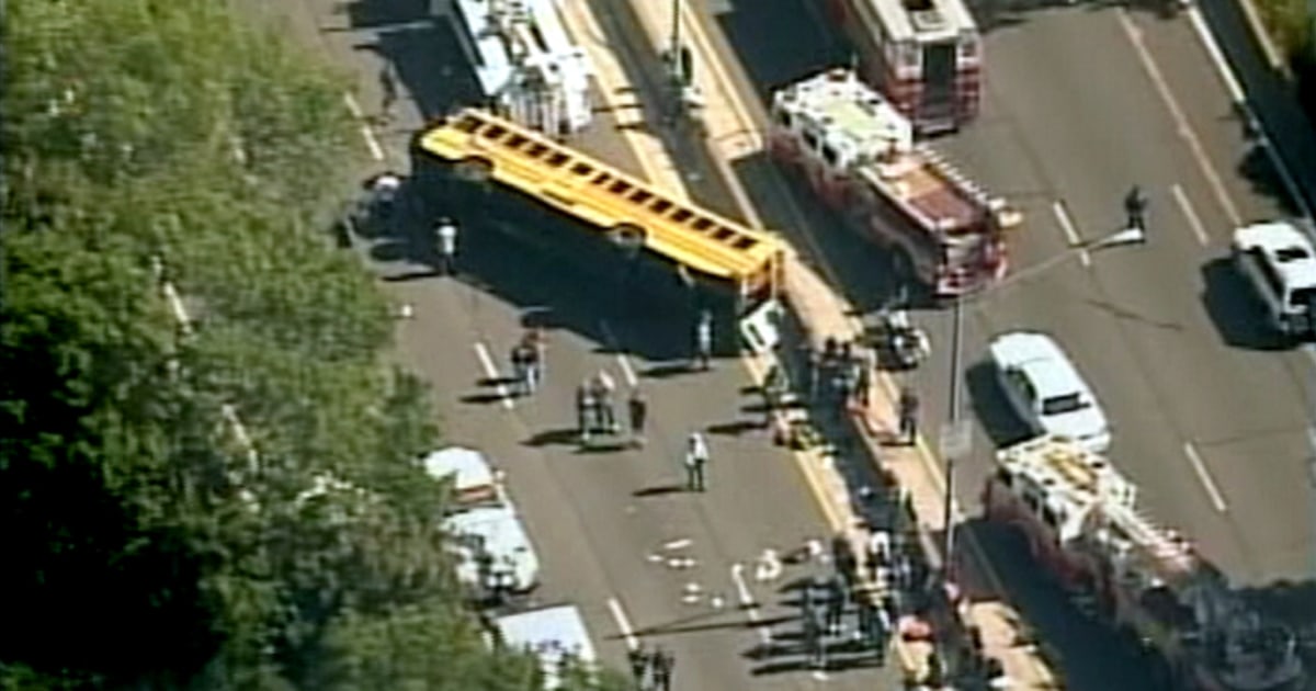 School bus overturns on New York expressway