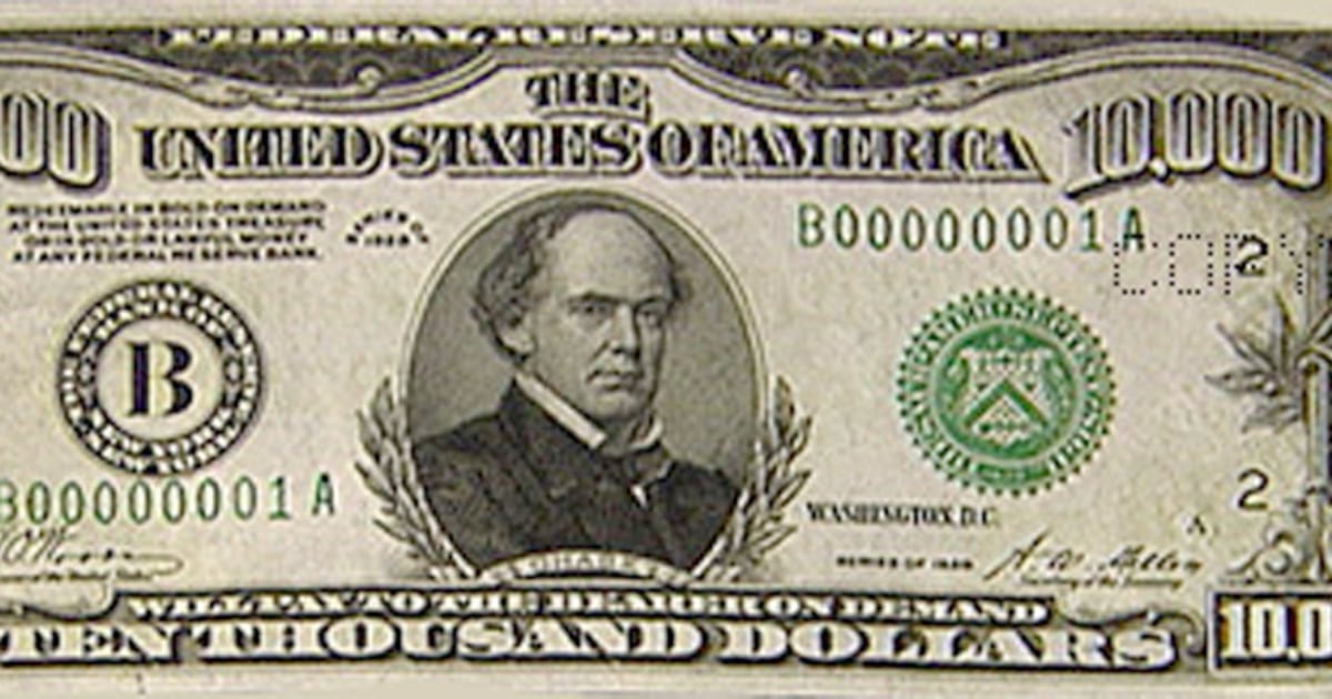  10 000 Bill Sent To N Y For Safekeeping