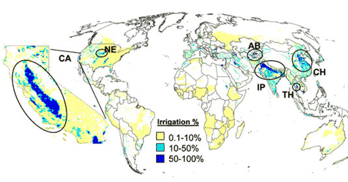 Irrigation counteracts global warming