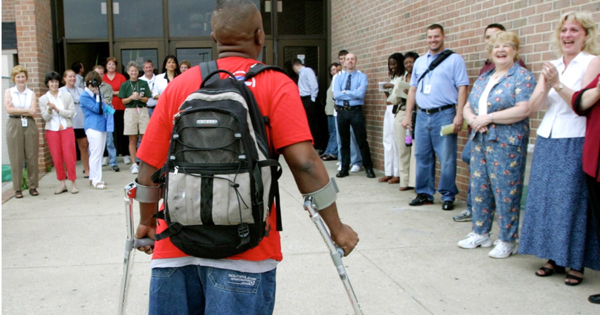 Student walking tall on proud day for school