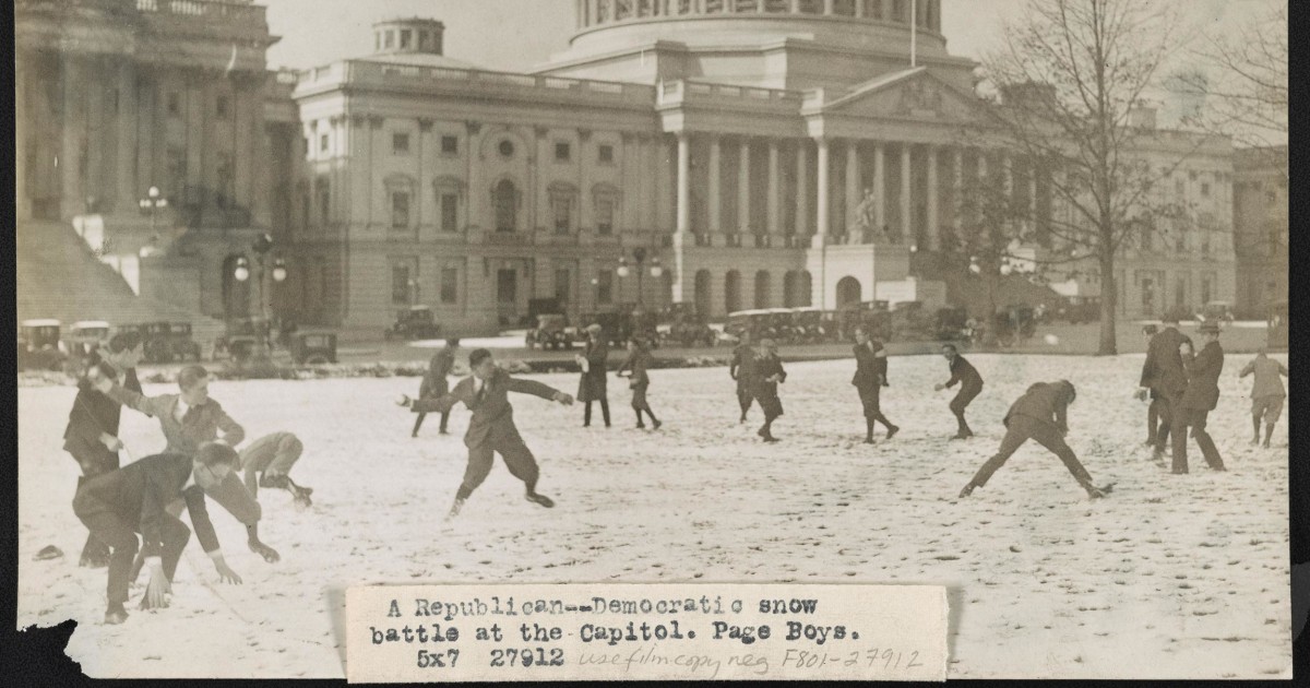 From the Archives: Snowball Fight Breaks out on Capitol Lawn in 1923