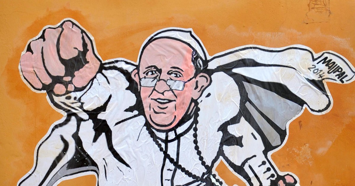 'Superpope' Art Near Vatican Likens Pontiff to Cartoon Hero