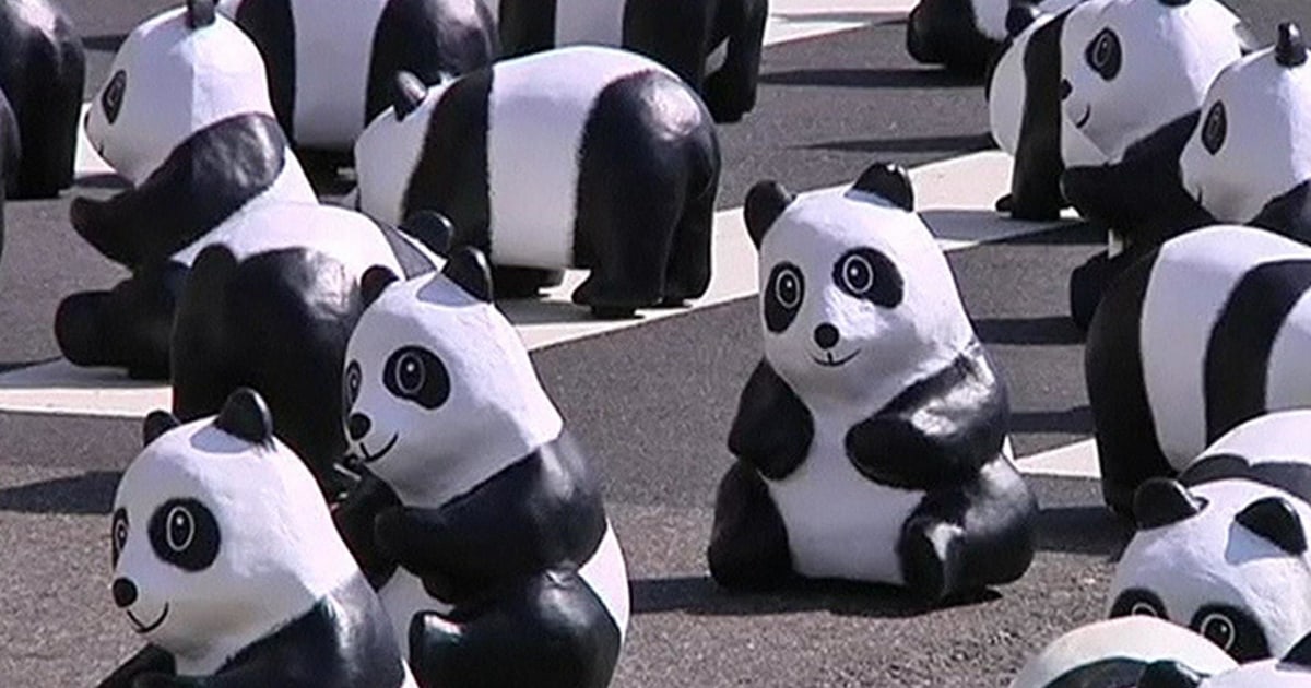 Artist Creates Paper Mache Panda-monium