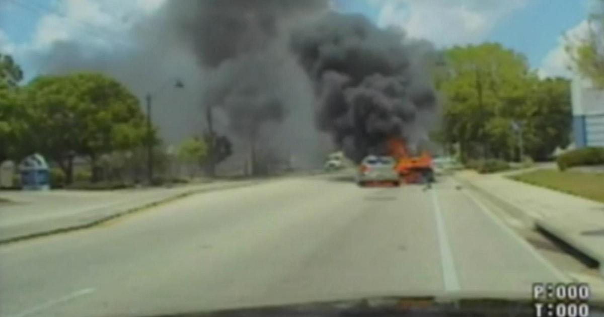 Cop's Quick Response Saves Driver From Car Fire