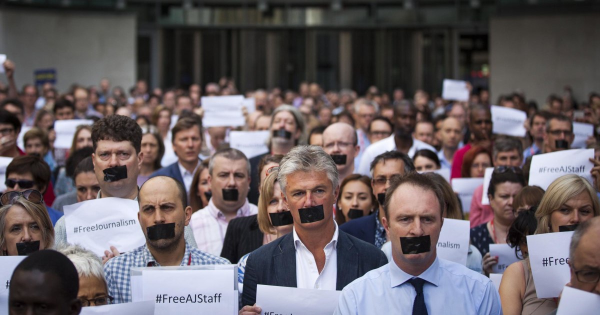 Journalists Protest Jailed Al-Jazeera Colleagues in Egypt