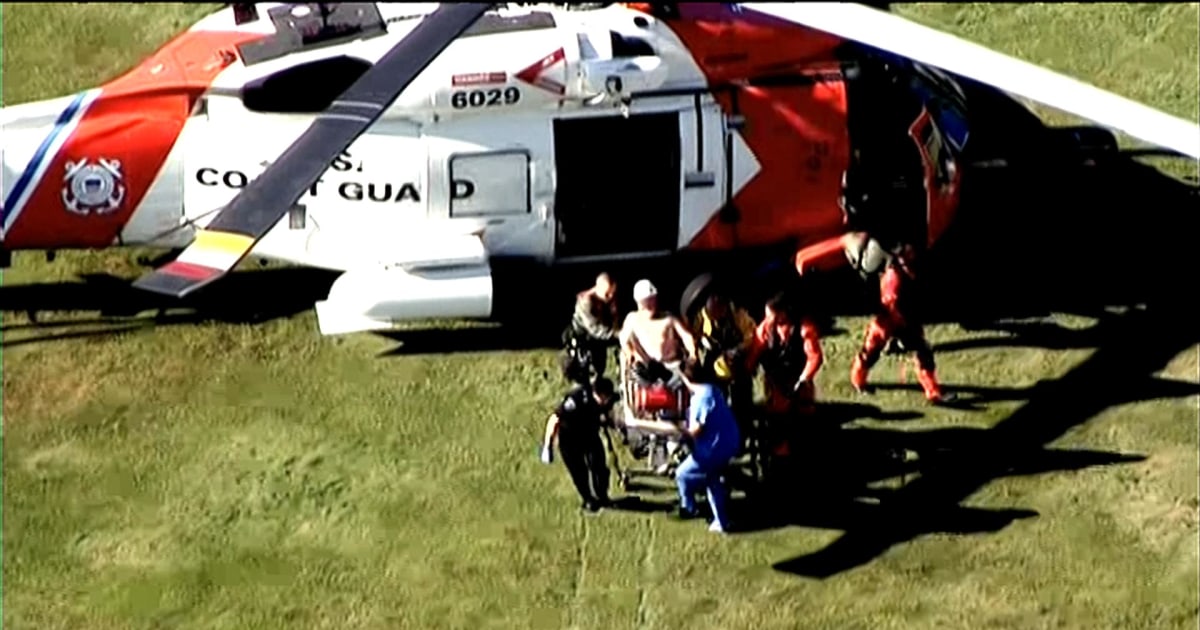 Helicopter Crew Rescues Man After 25 to 30 Foot Fall