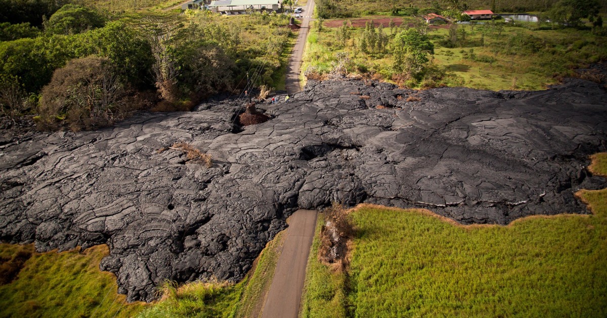 Lava's Path of Destruction Captured in Aerial Tour