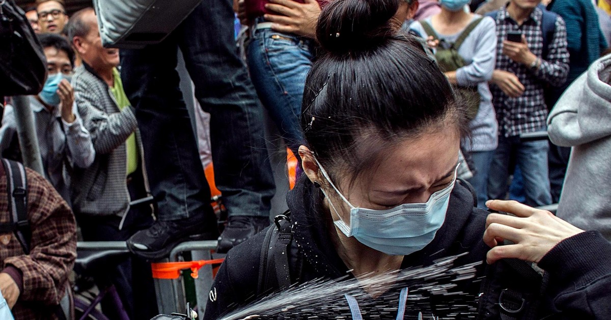Police Pepper Spray Protesters In Hong Kong