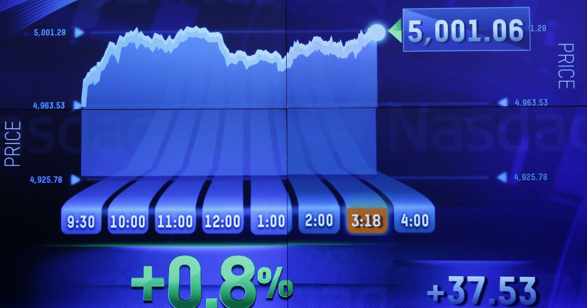 Nasdaq Closes Above 5,000 For First Time in 15 Years