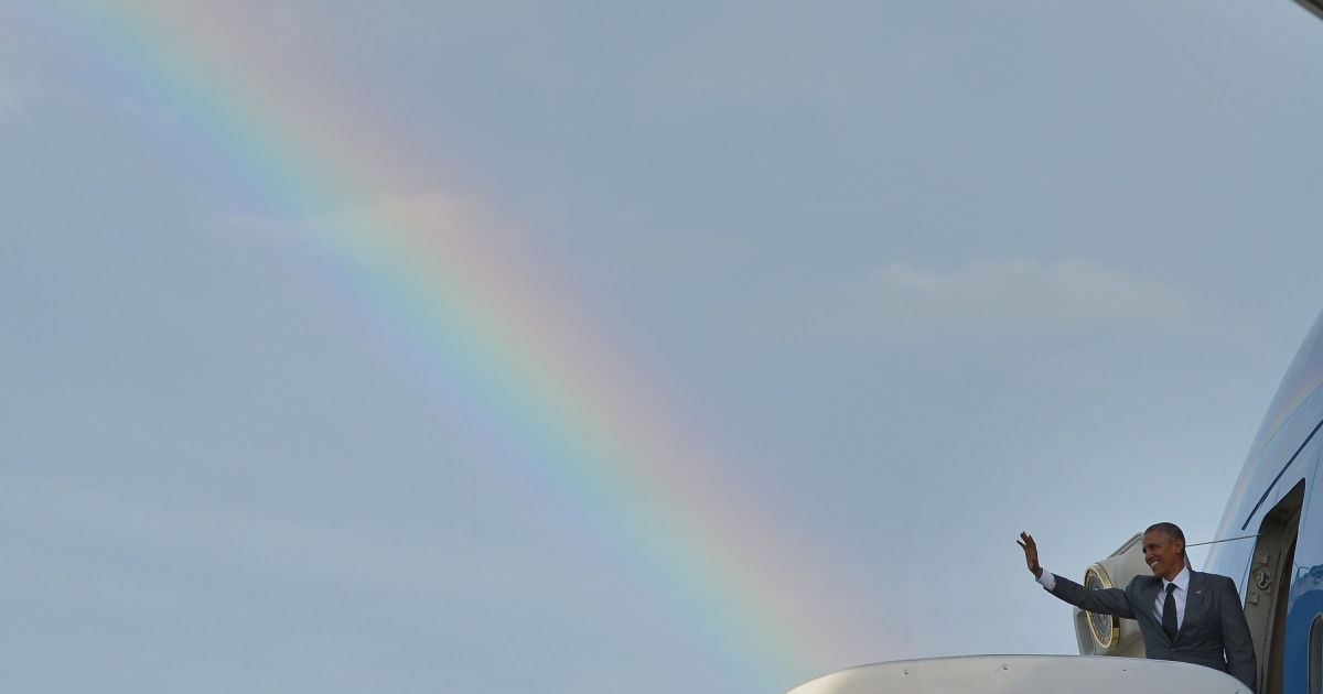 President Obama Gives a Rainbow Salute As He Leaves Jamaica