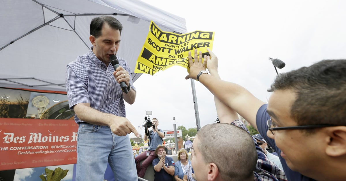 Scott Walker Takes On Protesters at Iowa State Fair