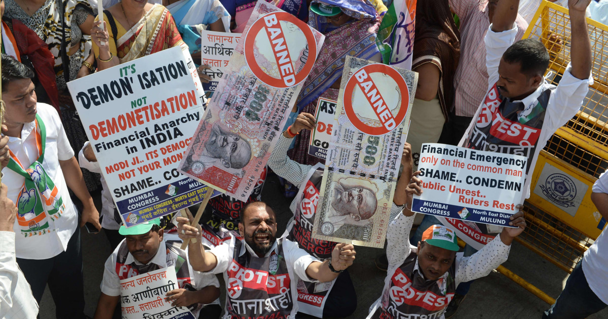 Thousands Protest Across India Against Currency Policy