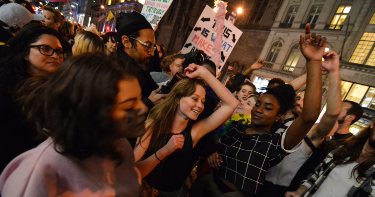 Protesters Hold Dance Party for LGBTQ Rights Outside Trump Tower