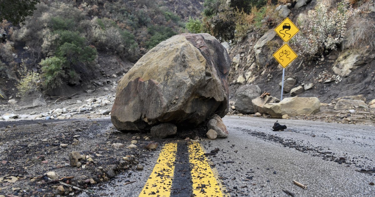 Rivers of mud sweep through wildfire burn areas in California