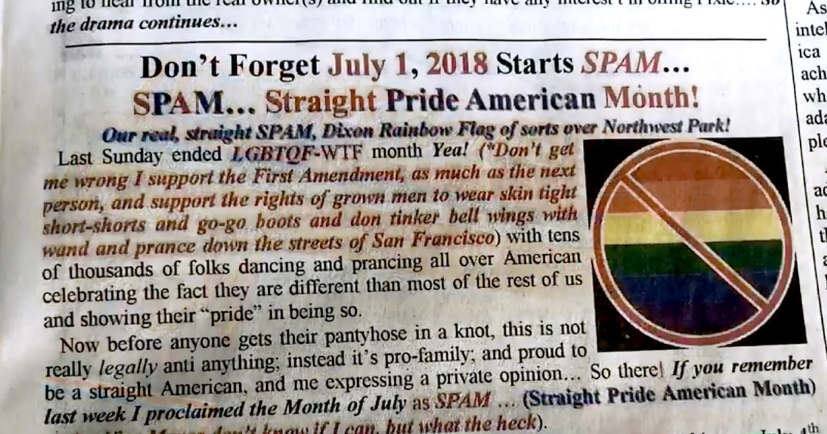 Elected official under fire after calling for 'Straight Pride' Month