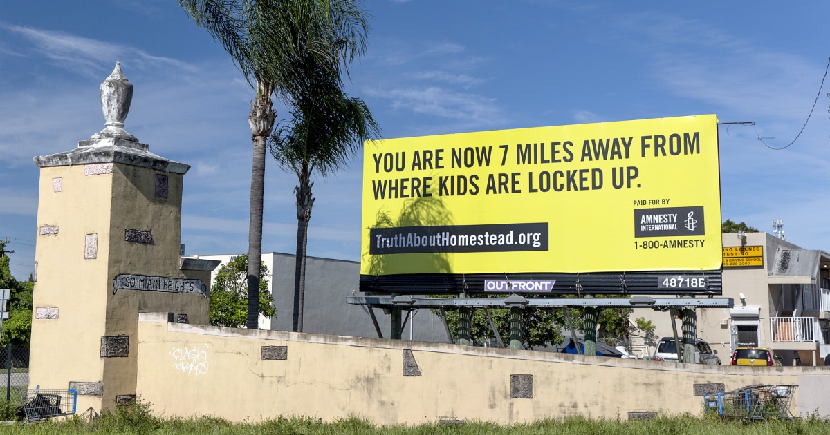 Billboards in Florida denounce 'locking up' migrant kids ahead of World ...