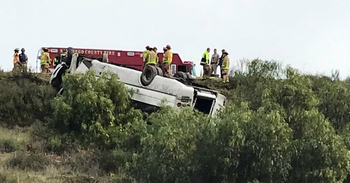 Bus rolled over on embankment in San Diego County, killing 3, injuring ...