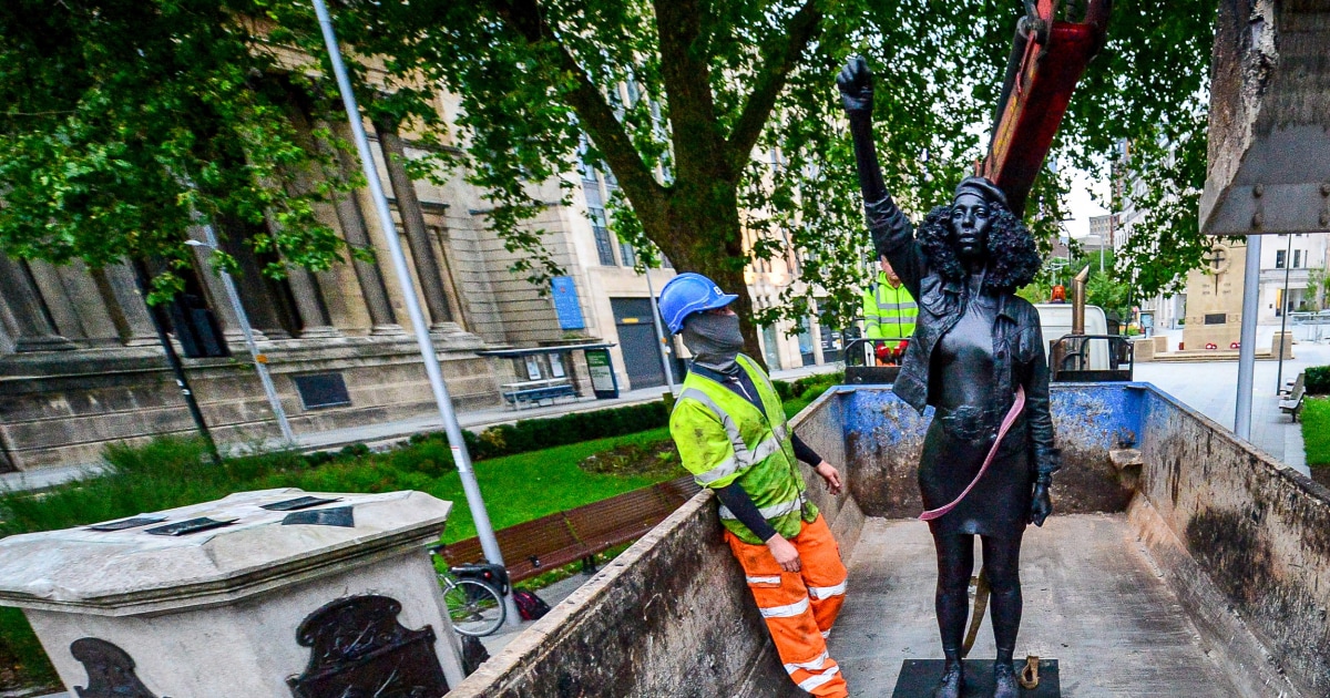 Statue of Black Lives Matter protester that replaced toppled slave ...