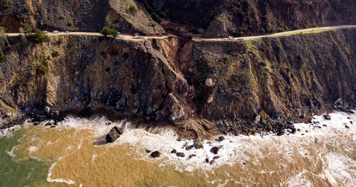 Drone video shows major damage after chunk of iconic California highway ...
