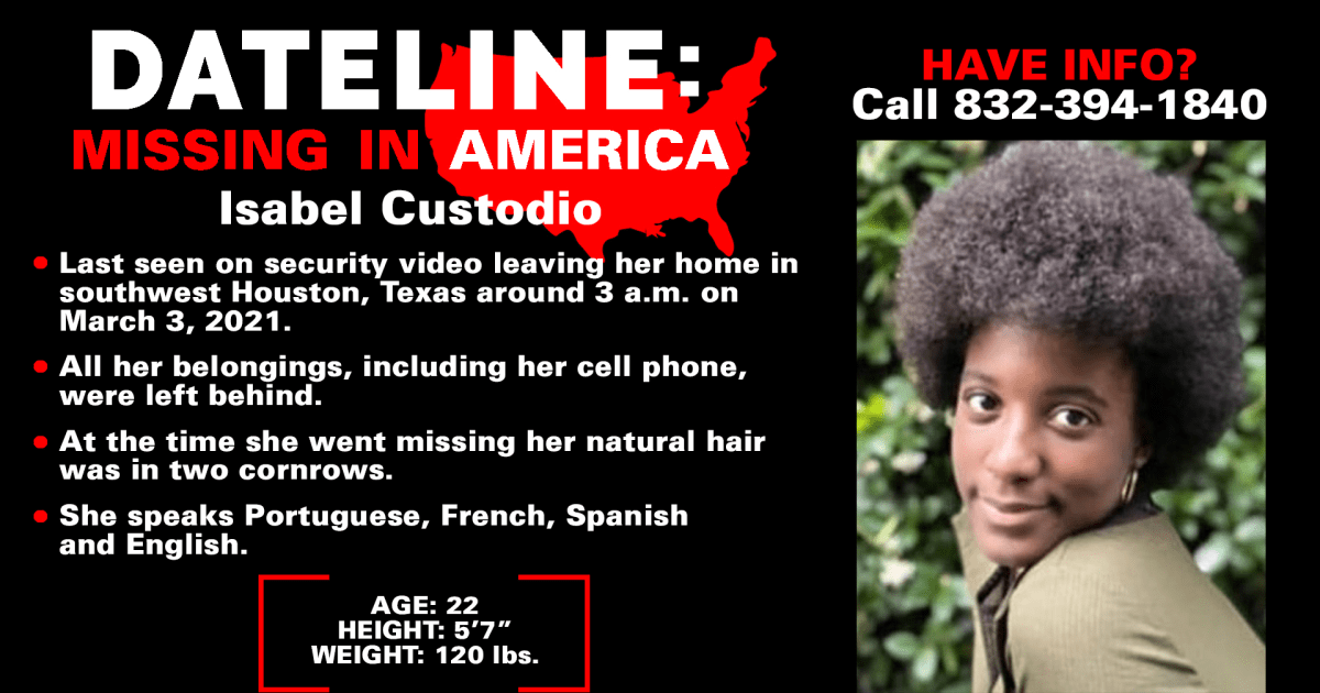 Brother pleads for help finding Isabel Custodio a week after she left ...