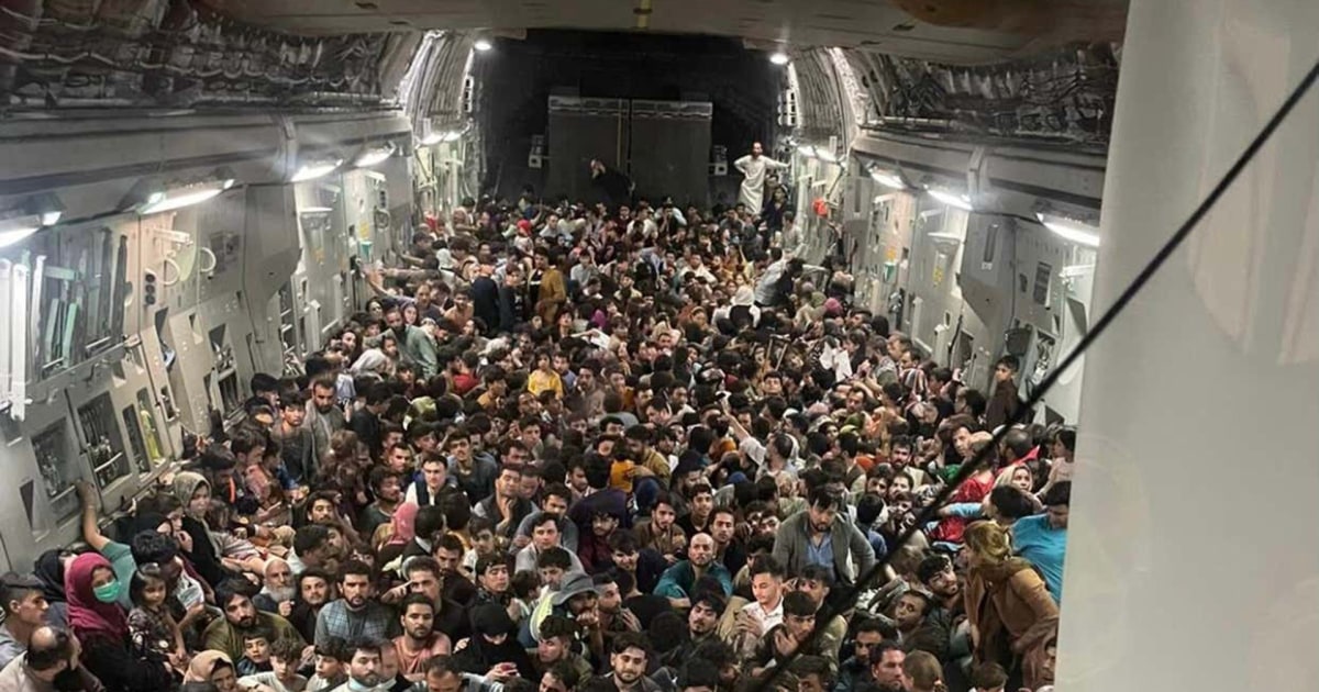 Afghans packed onto U.S. cargo plane highlights rush to leave Kabul