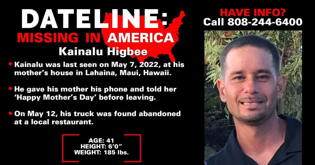 Wife determined to find husband Kainalu Higbee, who disappeared in Maui ...