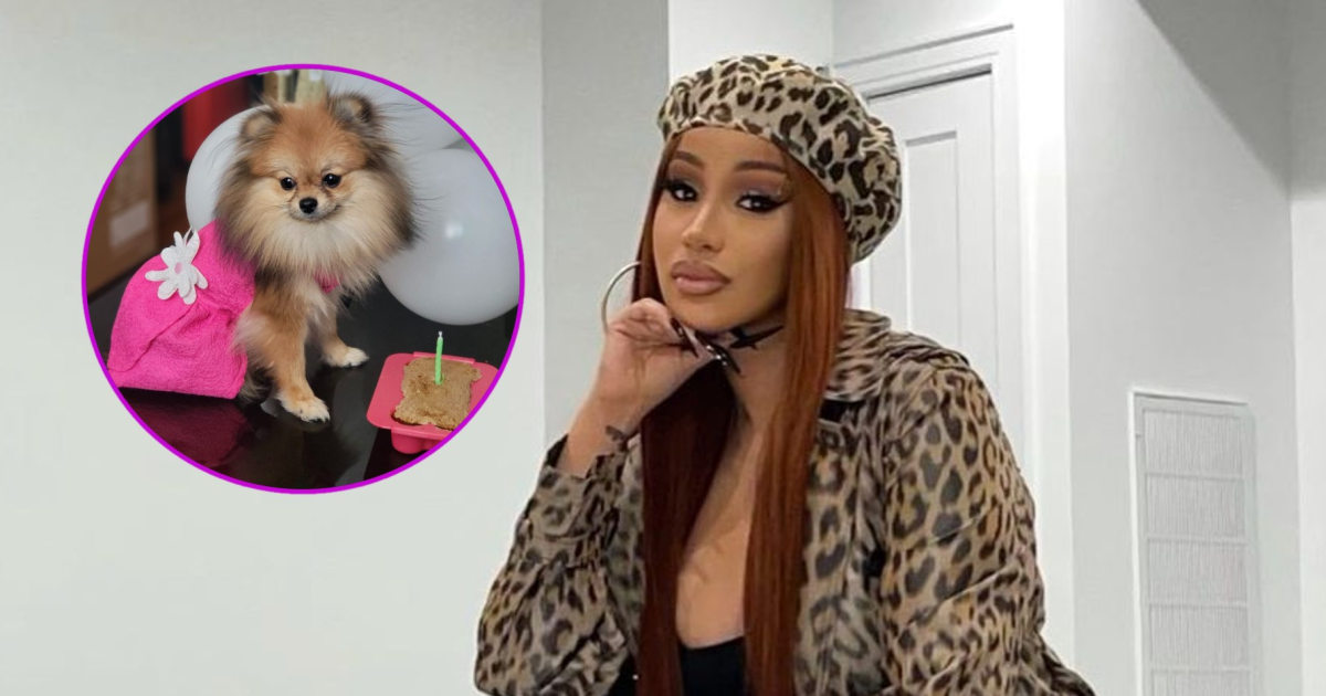 Cardi B celebró el cumpleaños de su perrita Fluffy con un pastel