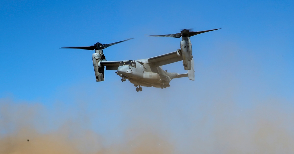 Osprey with five Marines on board crashes in Southern California desert