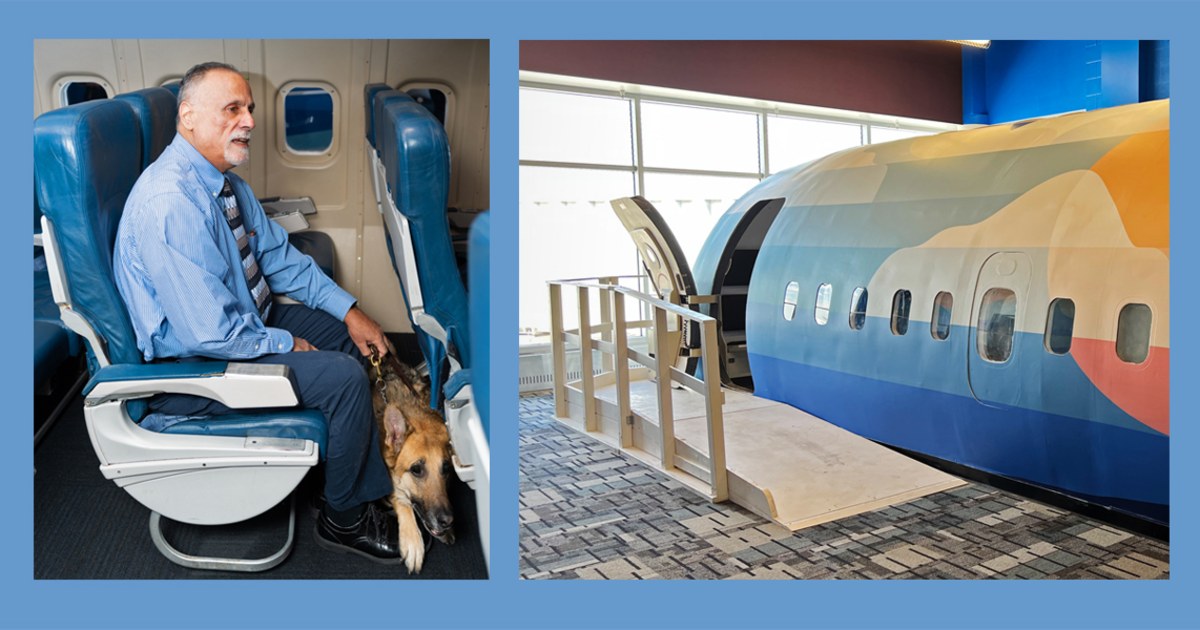 In a first, airport installs mock airline cabin to help fliers with ...