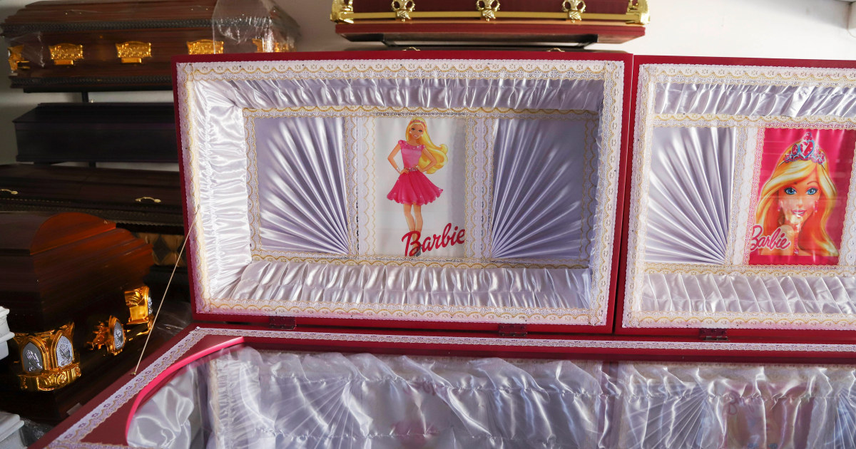 Pink coffins and Barbie liners in El Salvador funeral home