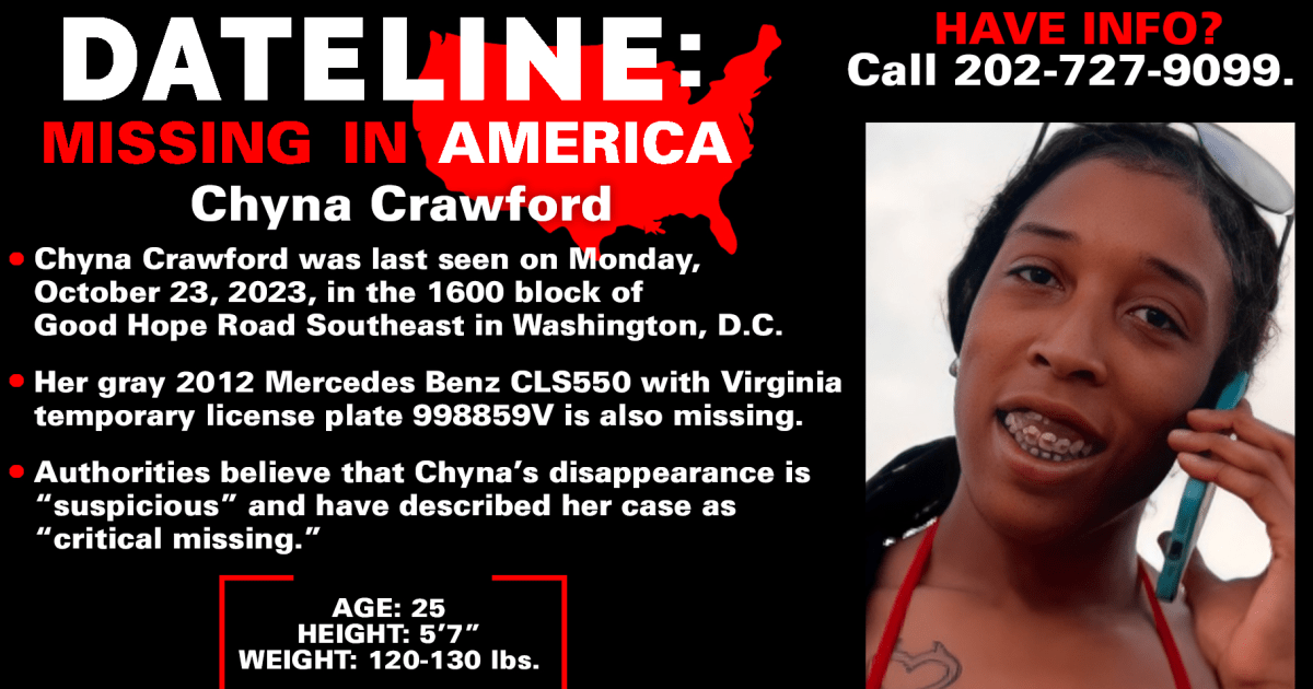 Sister determined to find 25-year-old Chyna Crawford, who vanished in ...