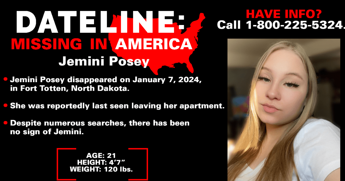 Sister hoping for new clues in January disappearance of young North Dakota mother Jemini Posey