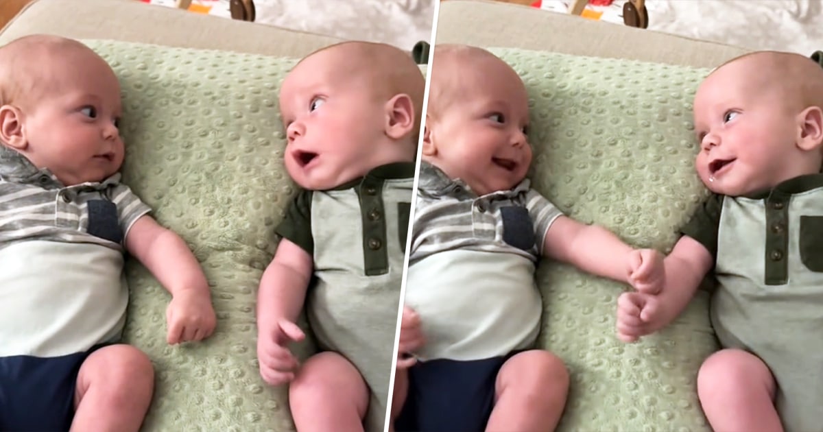 Watch these adorable twin babies meet each other for the first time