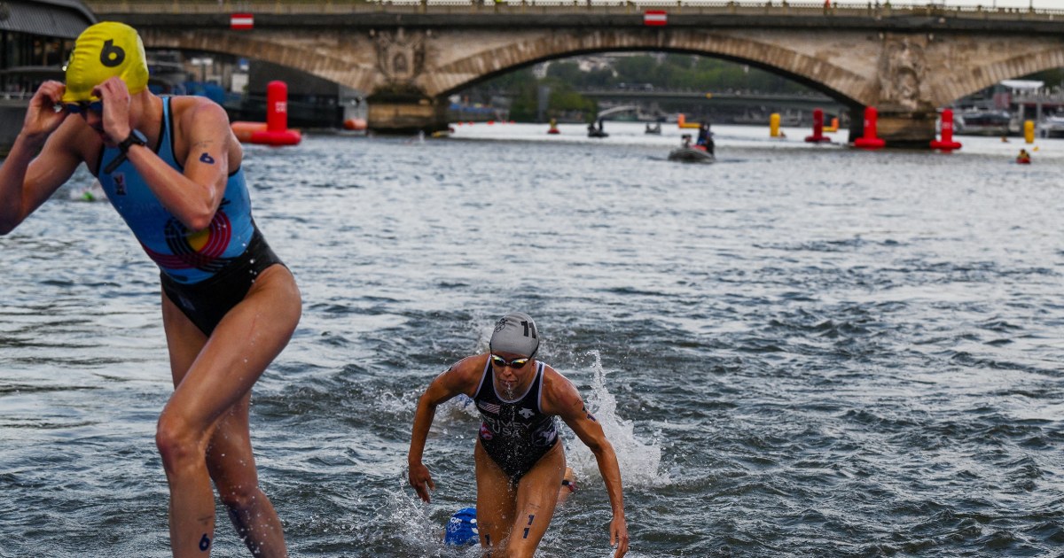 Triathletes swim in Seine river for Paris Olympics as last-minute ...