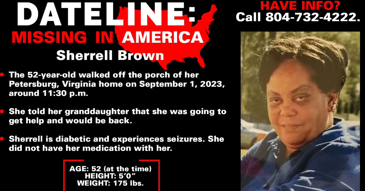Sherrell Brown missing from Petersburg, Virginia one year later | Dateline