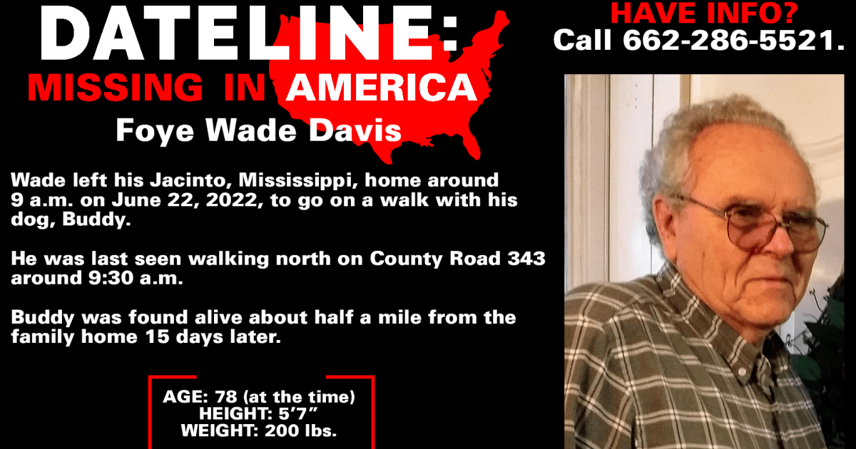 Foye Wade Davis last seen in Jacinto, Mississippi, in July 2022 | Dateline