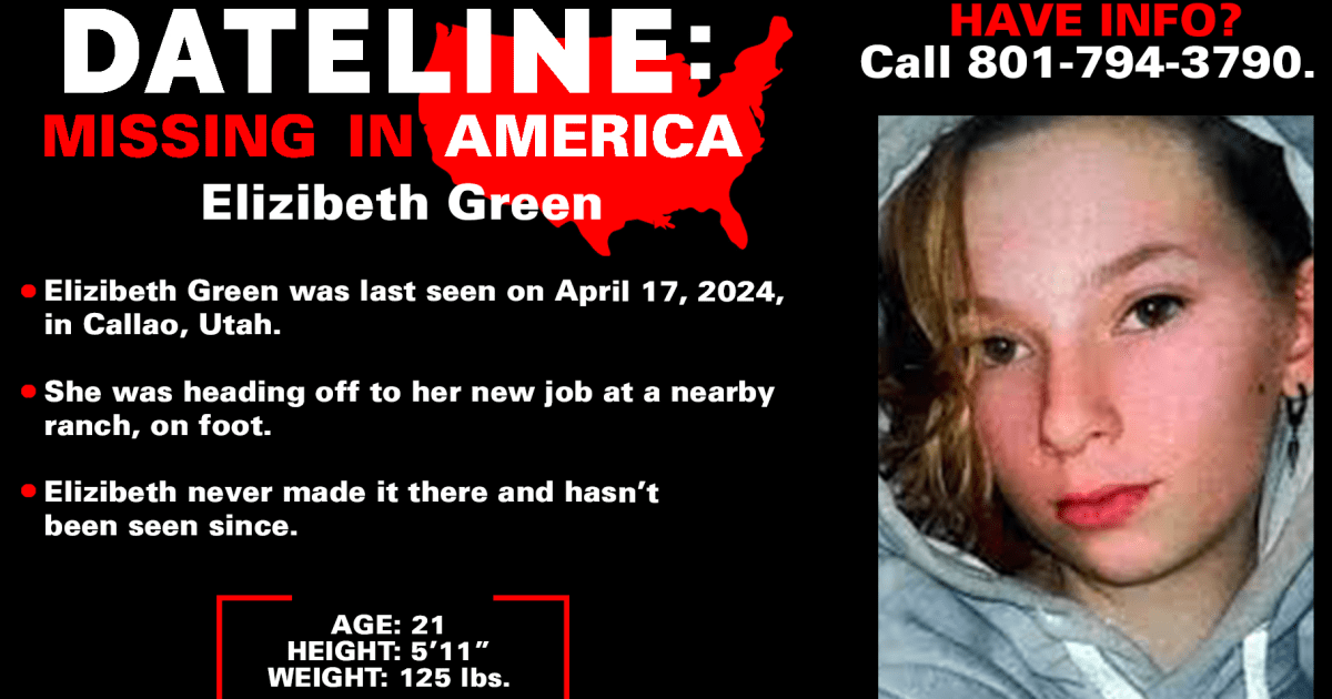 Elizibeth Green missing since April 17, 2024, in Callao, Utah ...