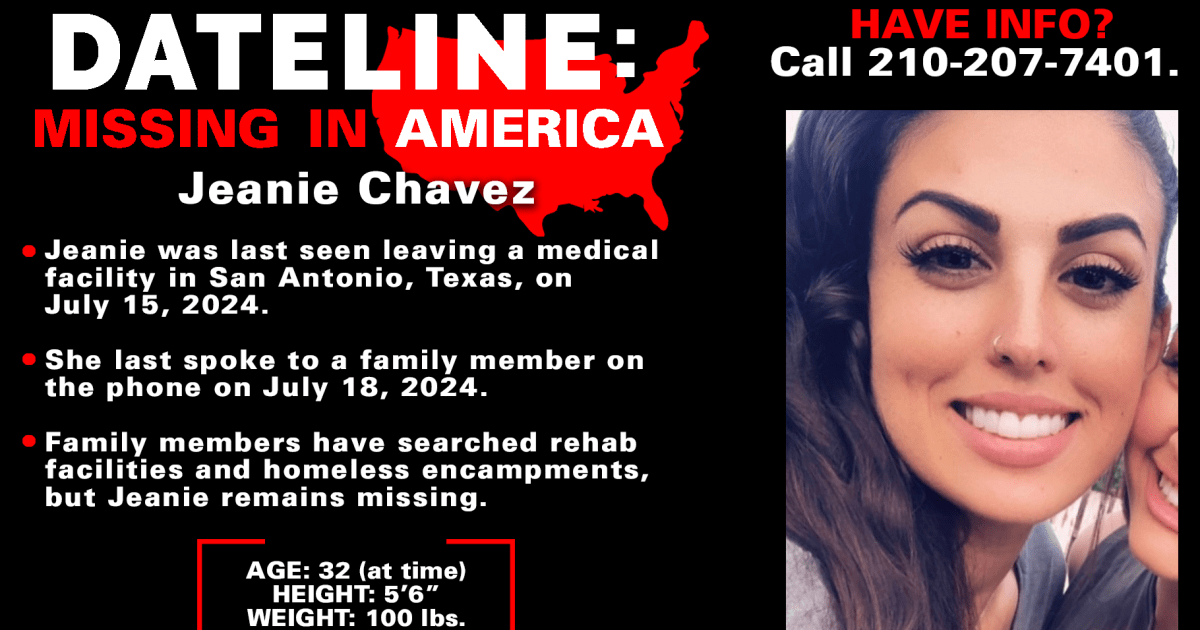 Missing San Antonio woman Jeanie Chavez was last seen in July 2024 ...