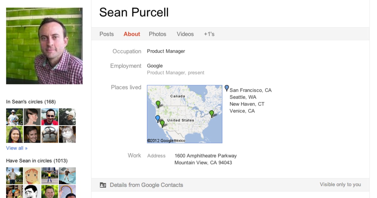 Google + profiles now import Google Contacts info