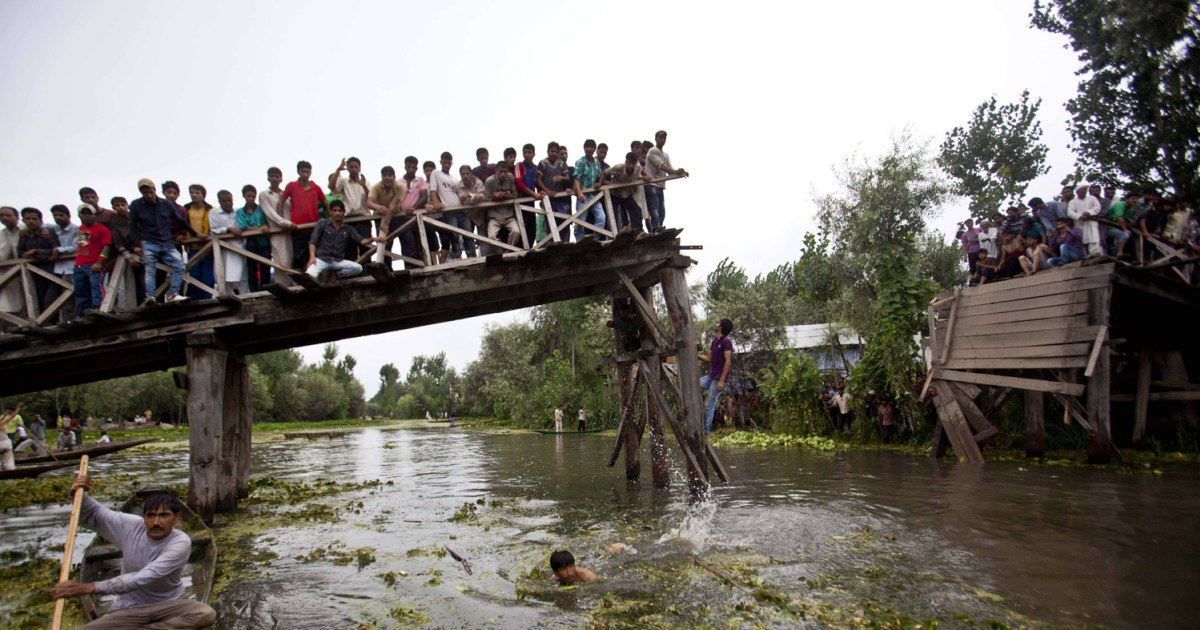 Bridge collapses during protest for better roads in India