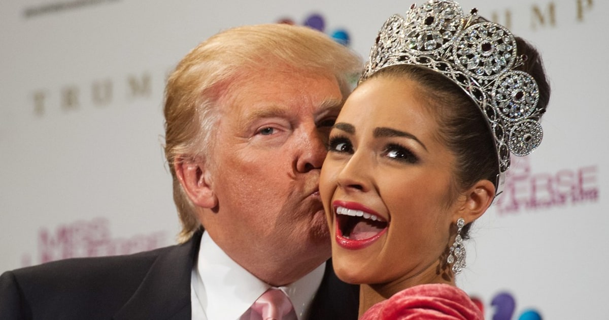 Newly-crowned Miss Universe gets a kiss from Donald Trump