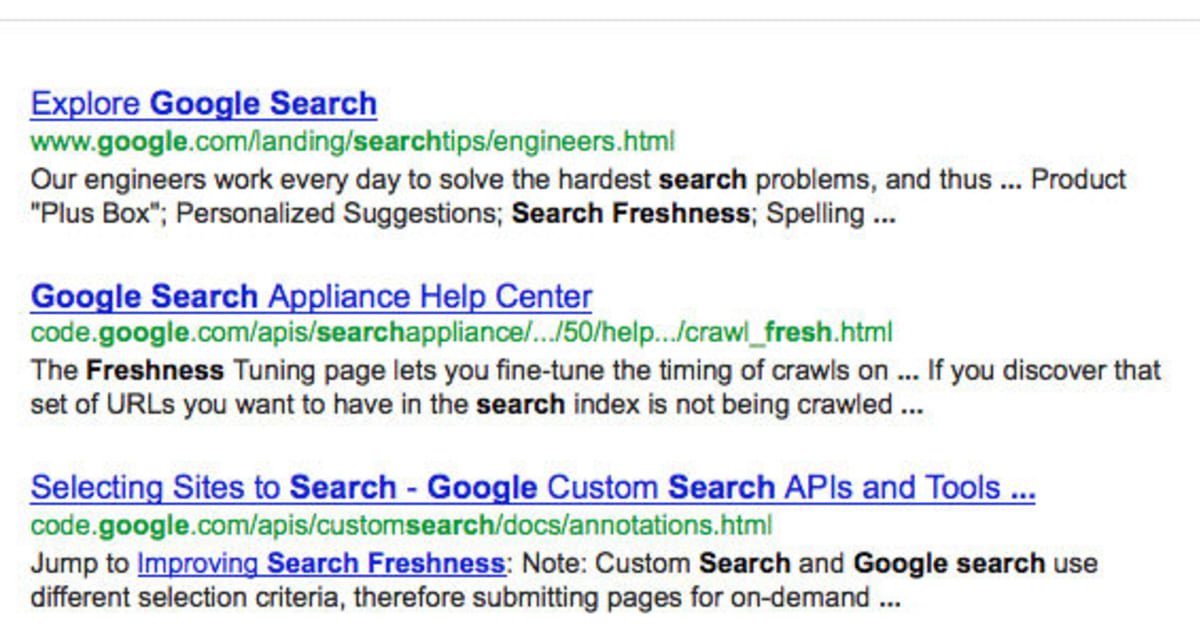 Google search results now fresher and warmer