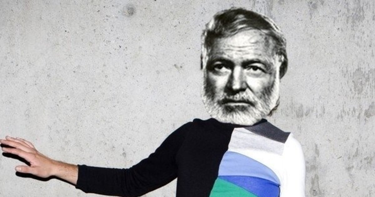 Pre-caffeine tech: Ernest Hemingway in Etsy sweaters!