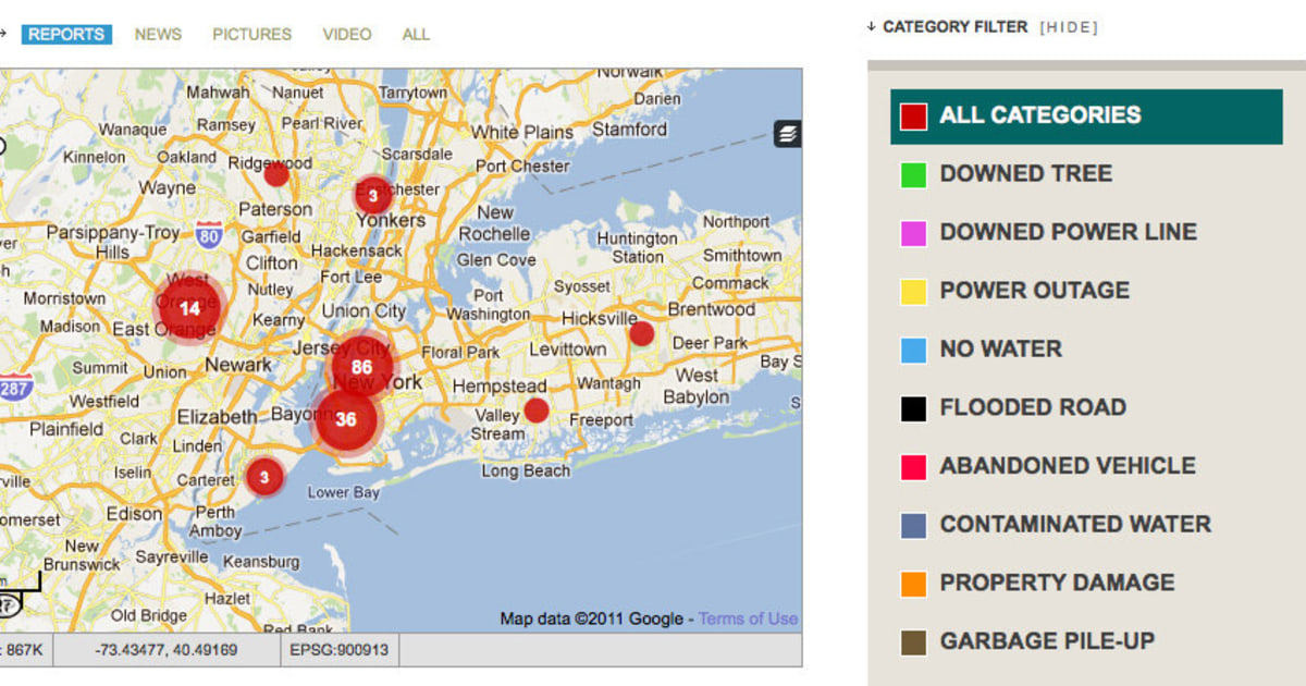 NYC's Irene map lets citizens report troubles