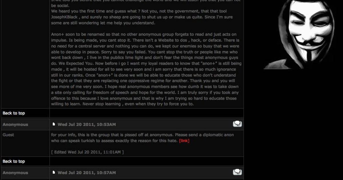 Anonymous' new social site hacked, defaced