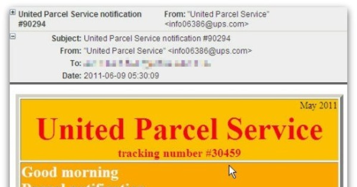 Fake UPS email has scareware attachment