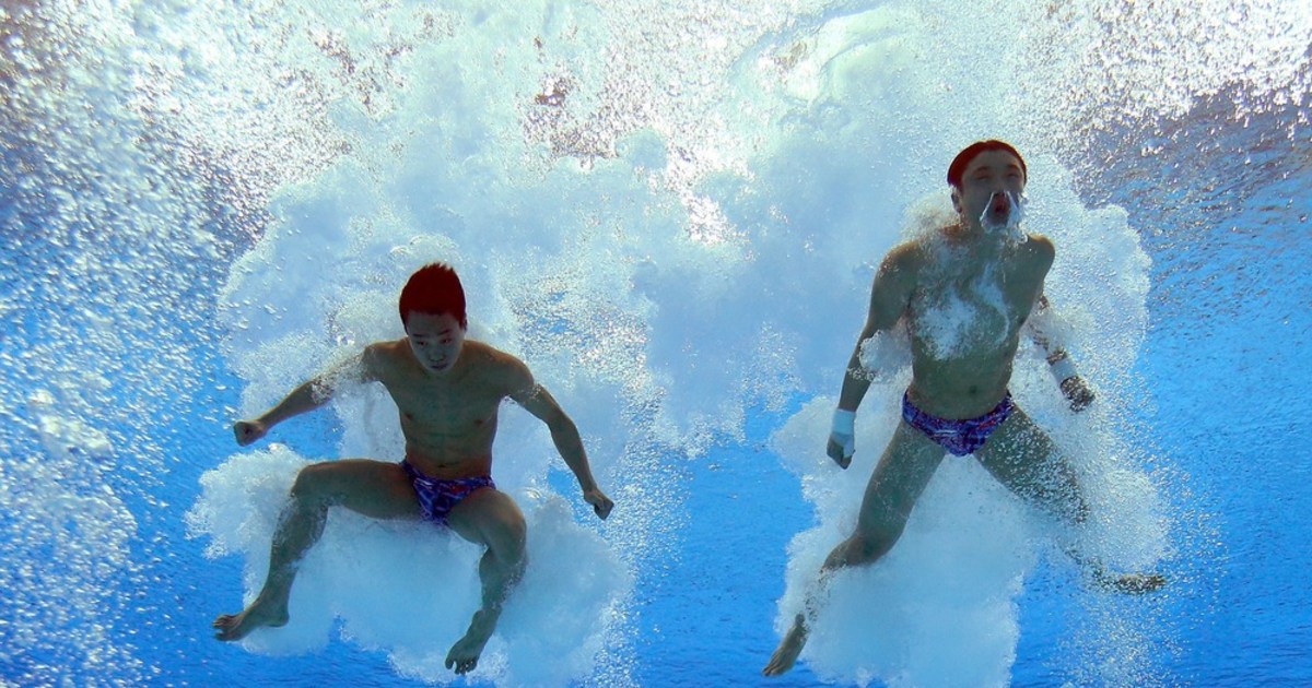 Diving becomes art at the London Aquatics Center in London, England
