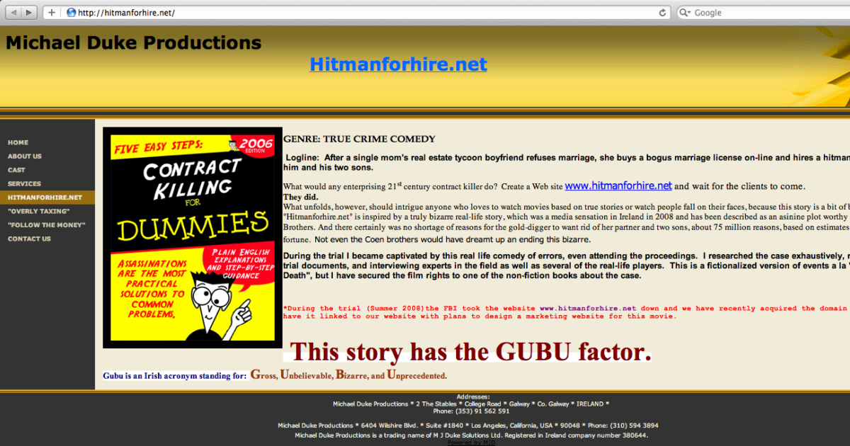 Hit man picked hitmanforhire.net to promote services