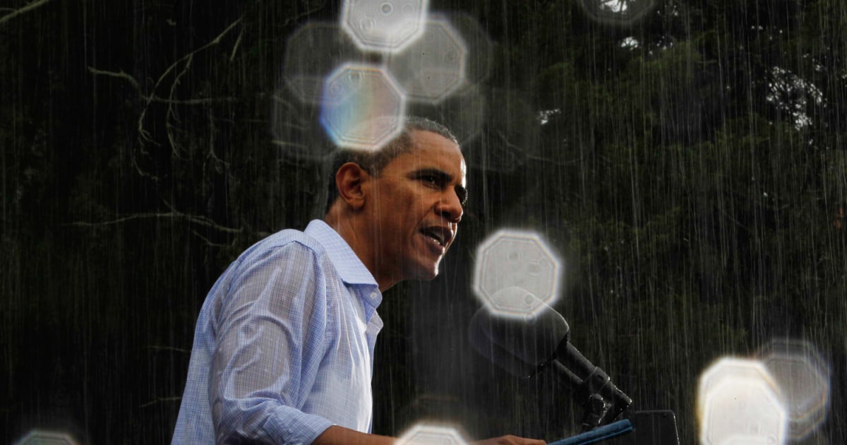Downpour soaks Obama and enthusiastic supporters at Virginia stump speech